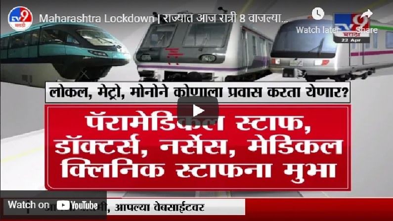 Maharashtra Lockdown | महाराष्ट्रात रात्री 8 वाजल्यापासून कडक लॉकडाऊन ... Maharashtra Lockdown | महाराष्ट्रात रात्री 8 वाजल्यापासून कडक लॉकडाऊन ...