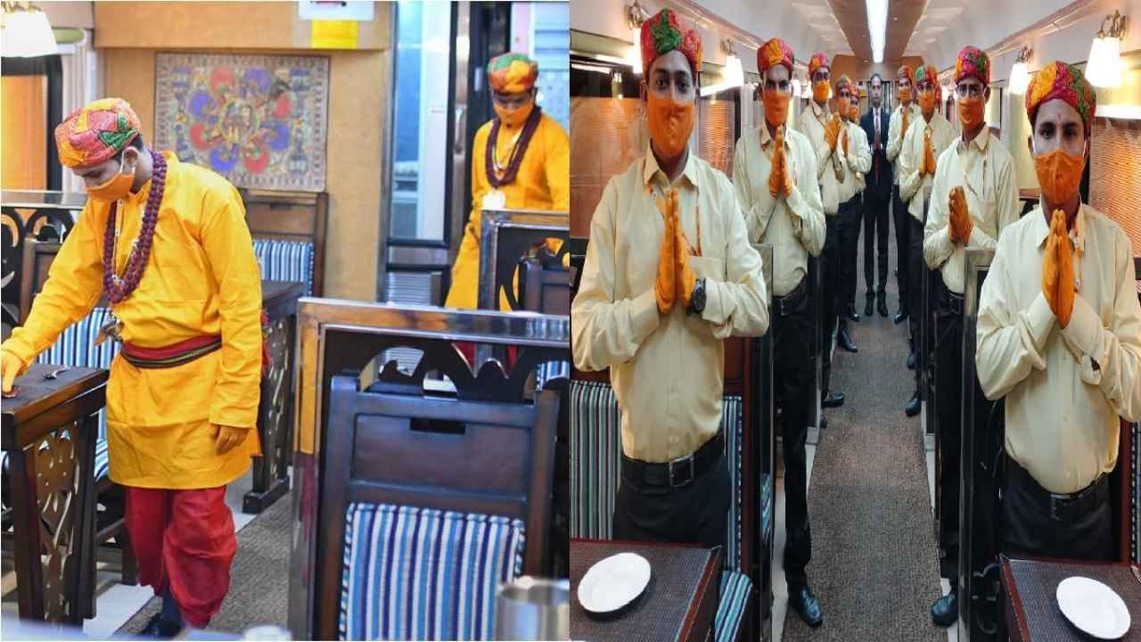 Ramayana Circuit Train | एक्सप्रेसमध्ये भगव्या गणवेशातील वेटर्स, साधू ...
