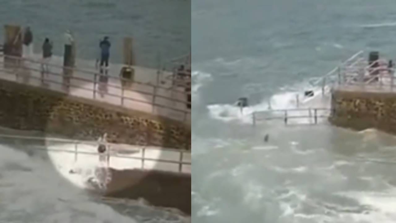 समुद्राच्या लाटांचा अंदाज आला नाही, मुलगी बघता बघता गायब! भयानक व्हिडीओ ...
