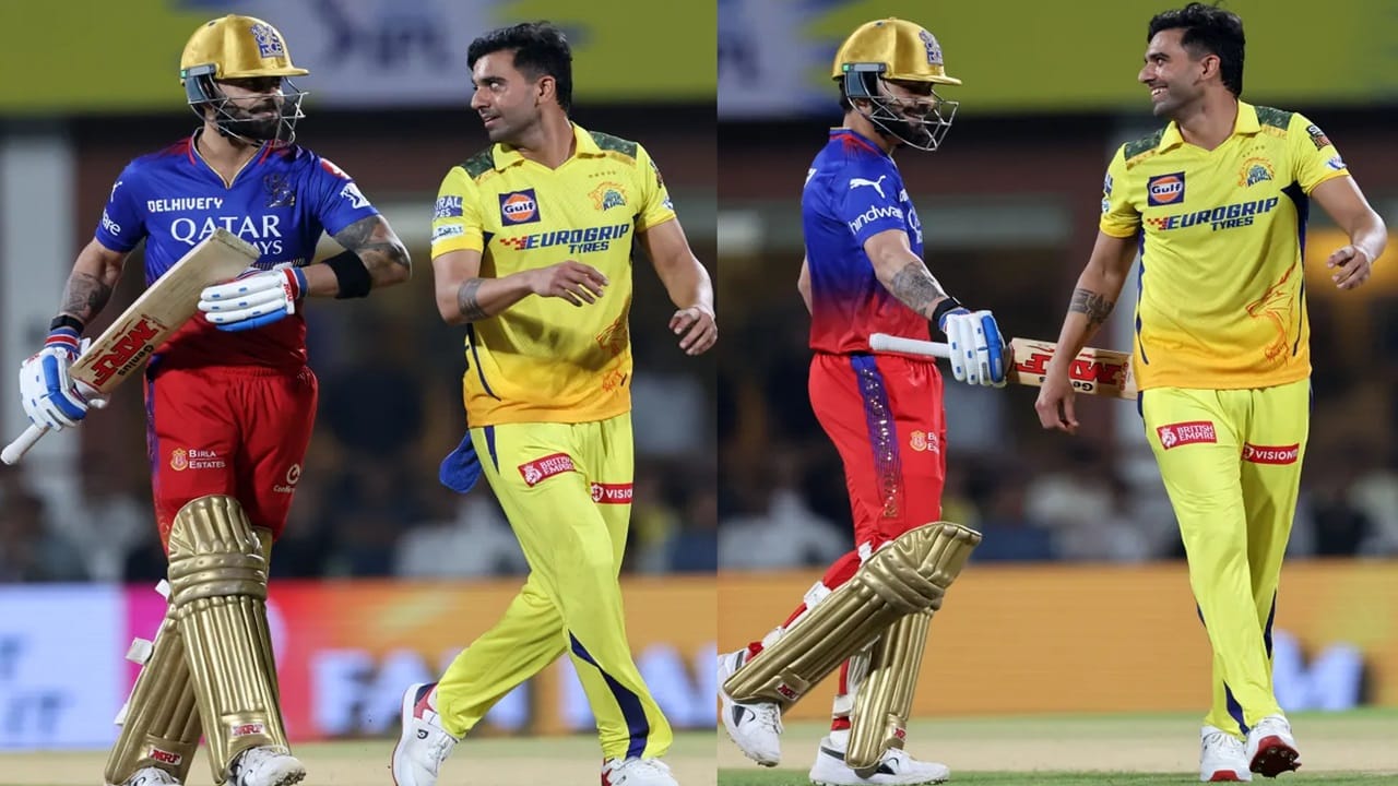 CSK vs RCB : आधी धक्का मग बॅटचा फटका, विराटने दीपक चाहरसोबत असं का केलं? - Marathi News | Ipl ...
