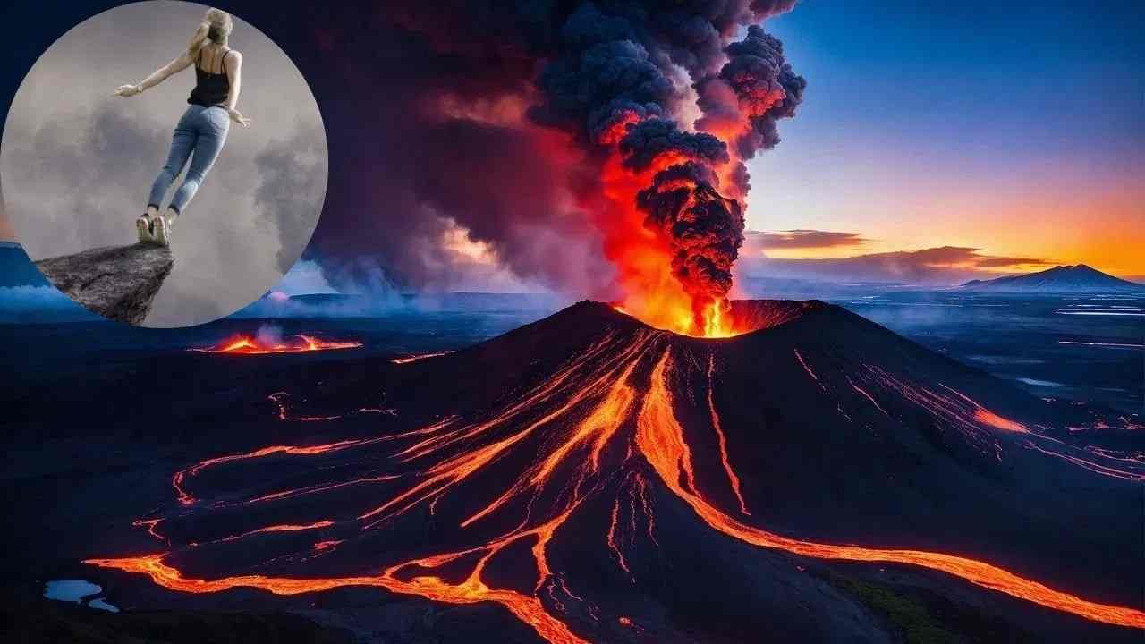 Volcano : बायको धगधगत्या ज्वालामुखीच्या तोंडावर फोटोसाठी पोज देत होती ...